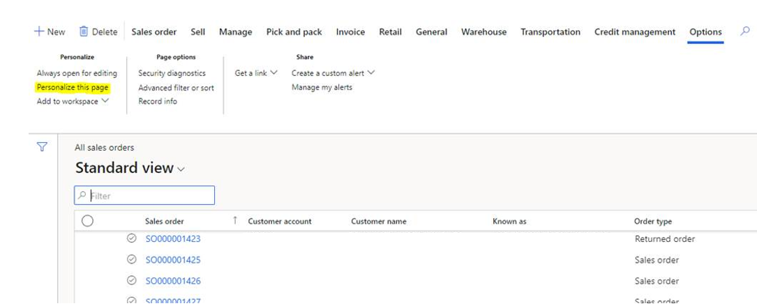 D365 – Import and Export Views – Marked Code