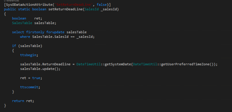 D365 X Odata Actions Marked Code